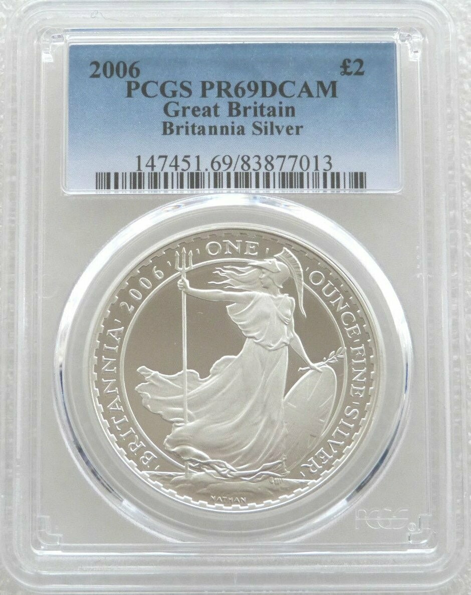 2006 Britannia £2 Silver Proof 1oz Coin PCGS PR69 DCAM