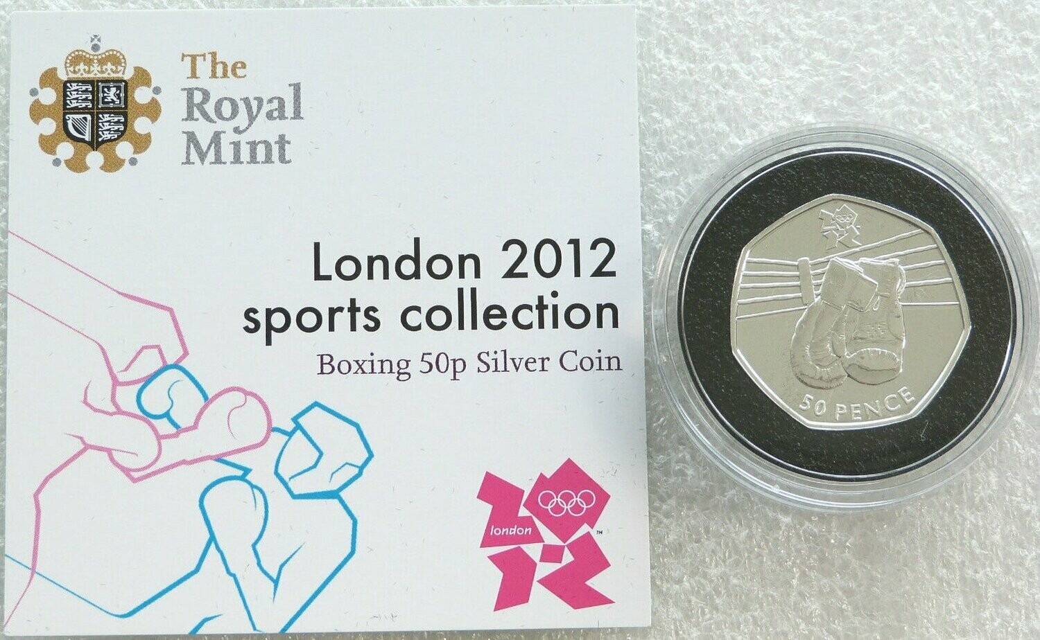 2011 London Olympic 2012 Sports Collection Boxing 50p Silver Coin Coa