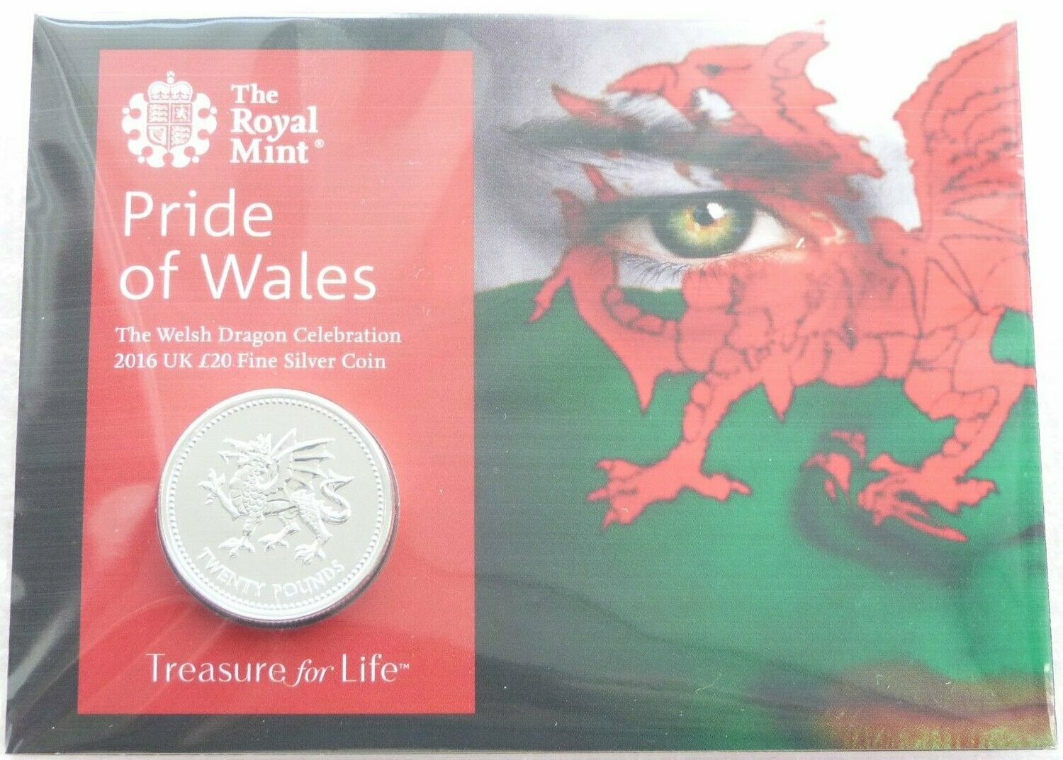 2016 Welsh Dragon £20 Silver Coin Mint Pack - Pride of Wales