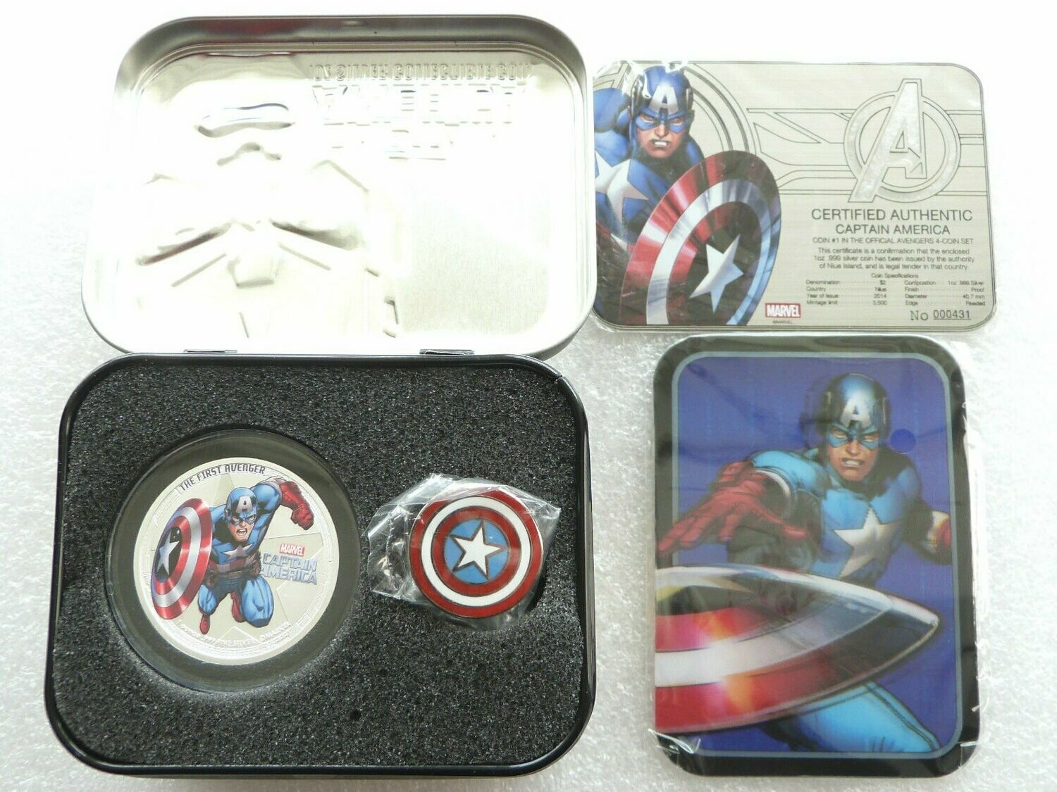 2014 Niue Marvel The Avengers Captain America $2 Silver Proof 1oz Coin ...