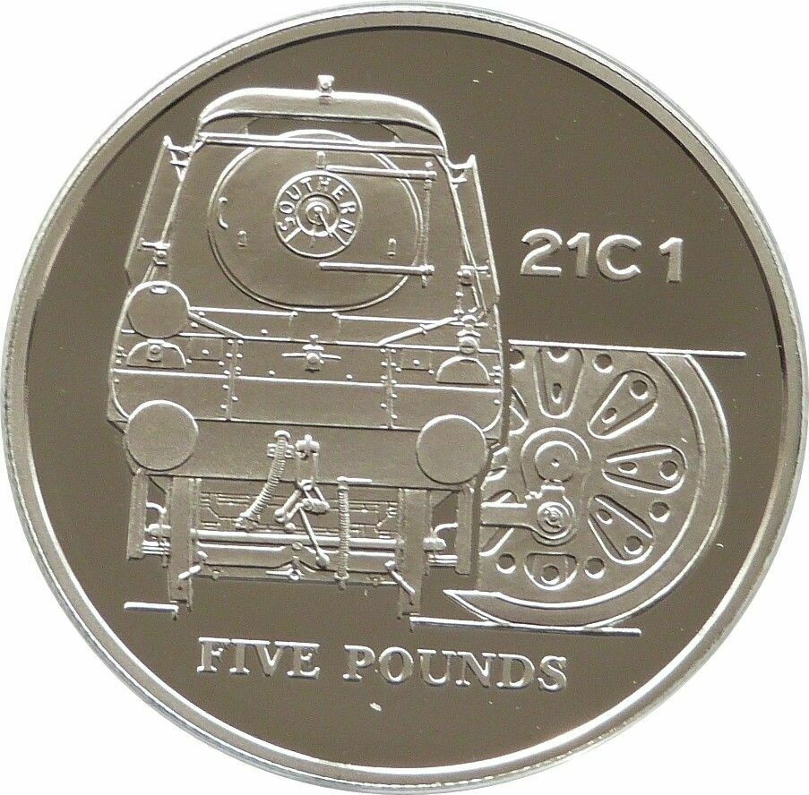 2004 Alderney Golden Age of Steam Merchant Navy 21C1 £5 Silver Proof Coin