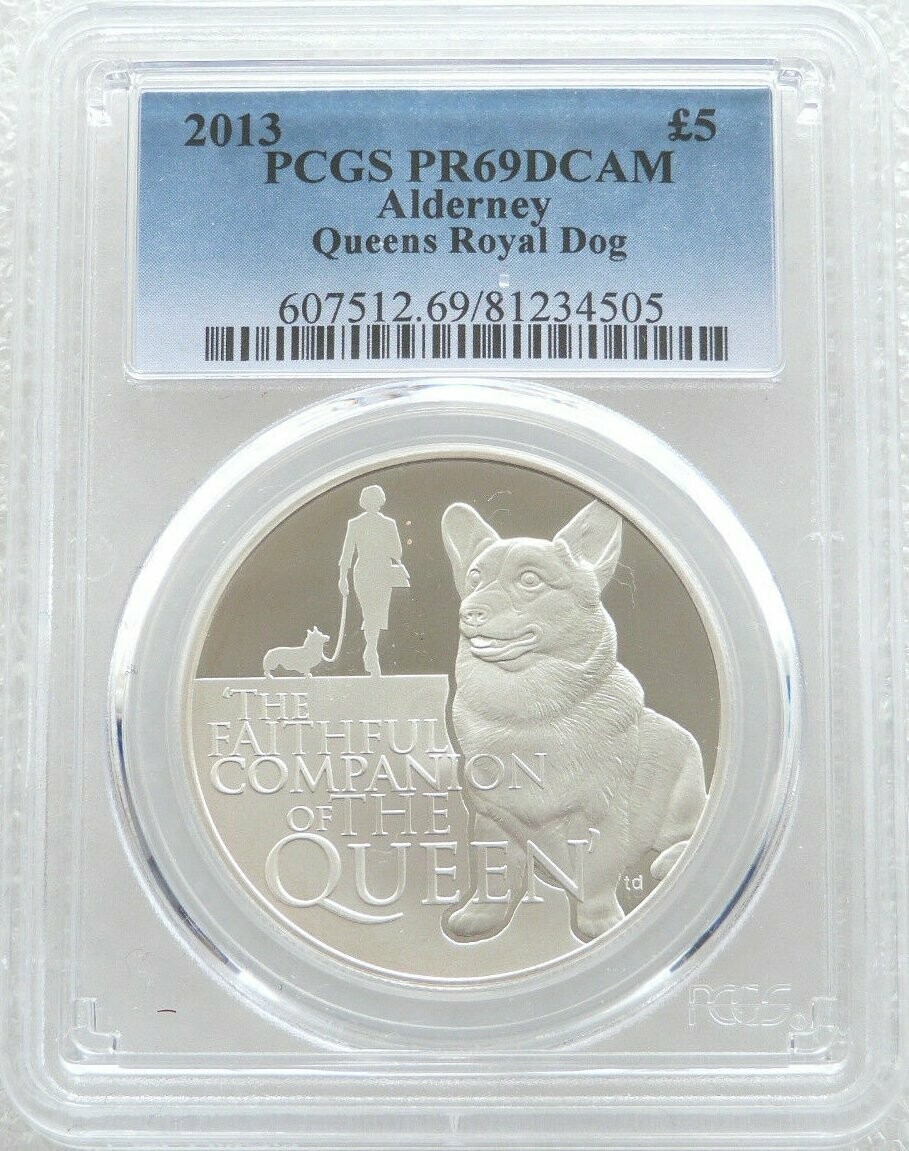 2013 Alderney Diamond Jubilee Queens Corgi £5 Silver Proof Coin PCGS ...