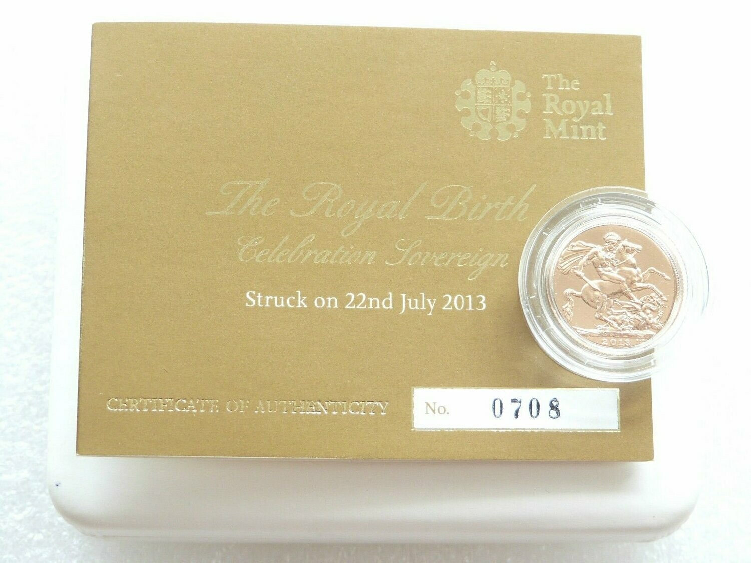 2013 Struck on the Day Prince George Royal Birth Full Sovereign Gold ...