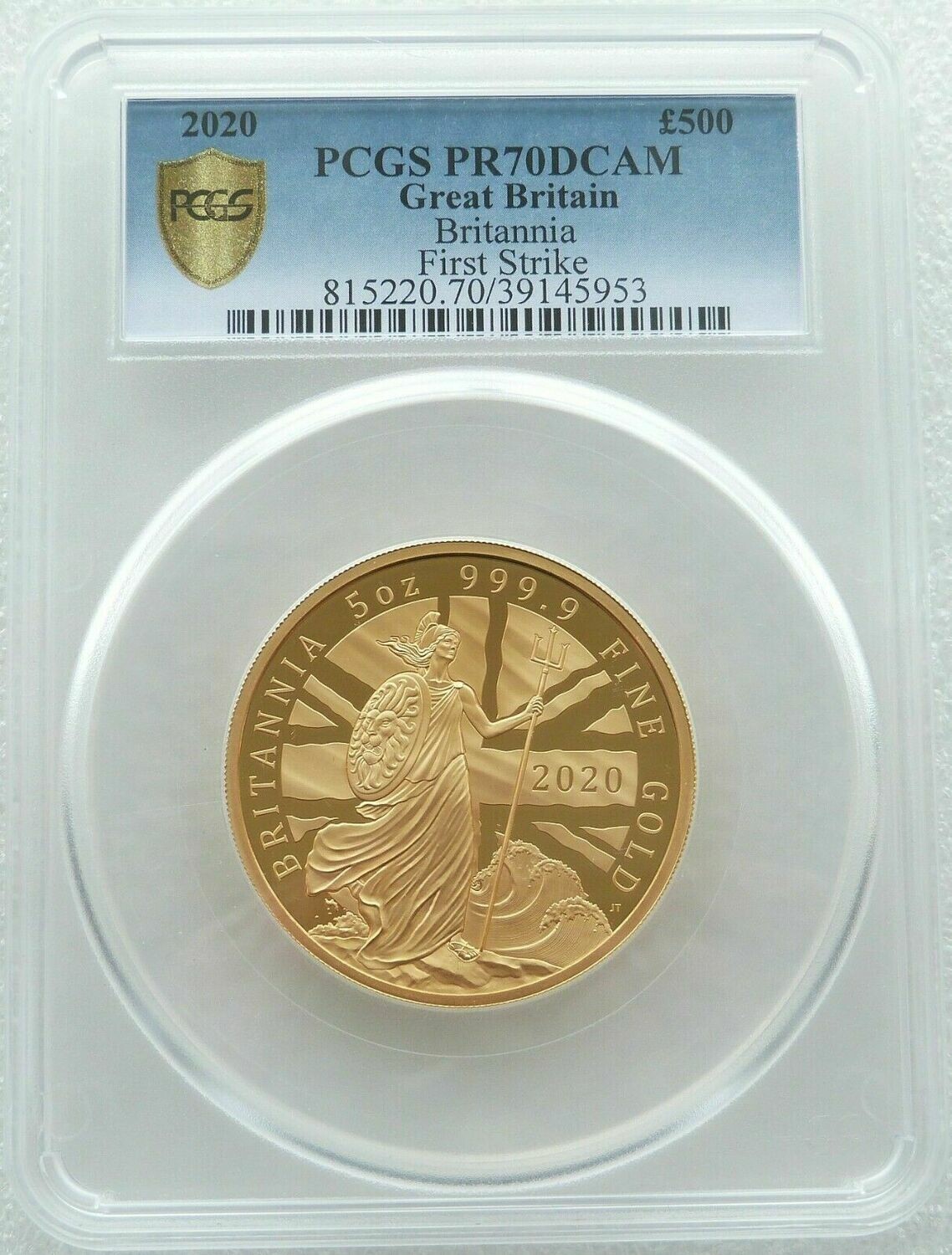 2020 Britannia £500 Gold Proof 5oz Coin PCGS PR70 DC FS