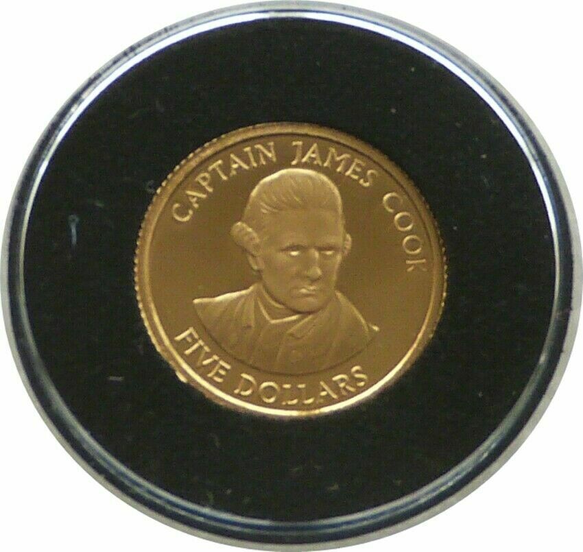 2001 Cook Islands Captain Cook $5 Gold Proof Coin