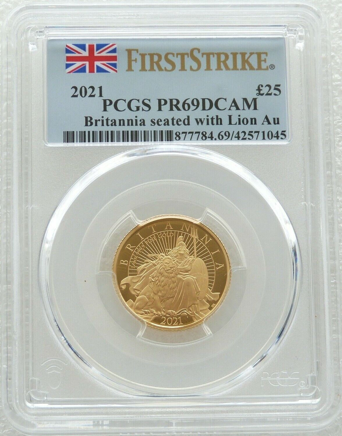 2021 Britannia £25 Gold Proof 1/4oz Coin PCGS PR69 DCAM First Strike