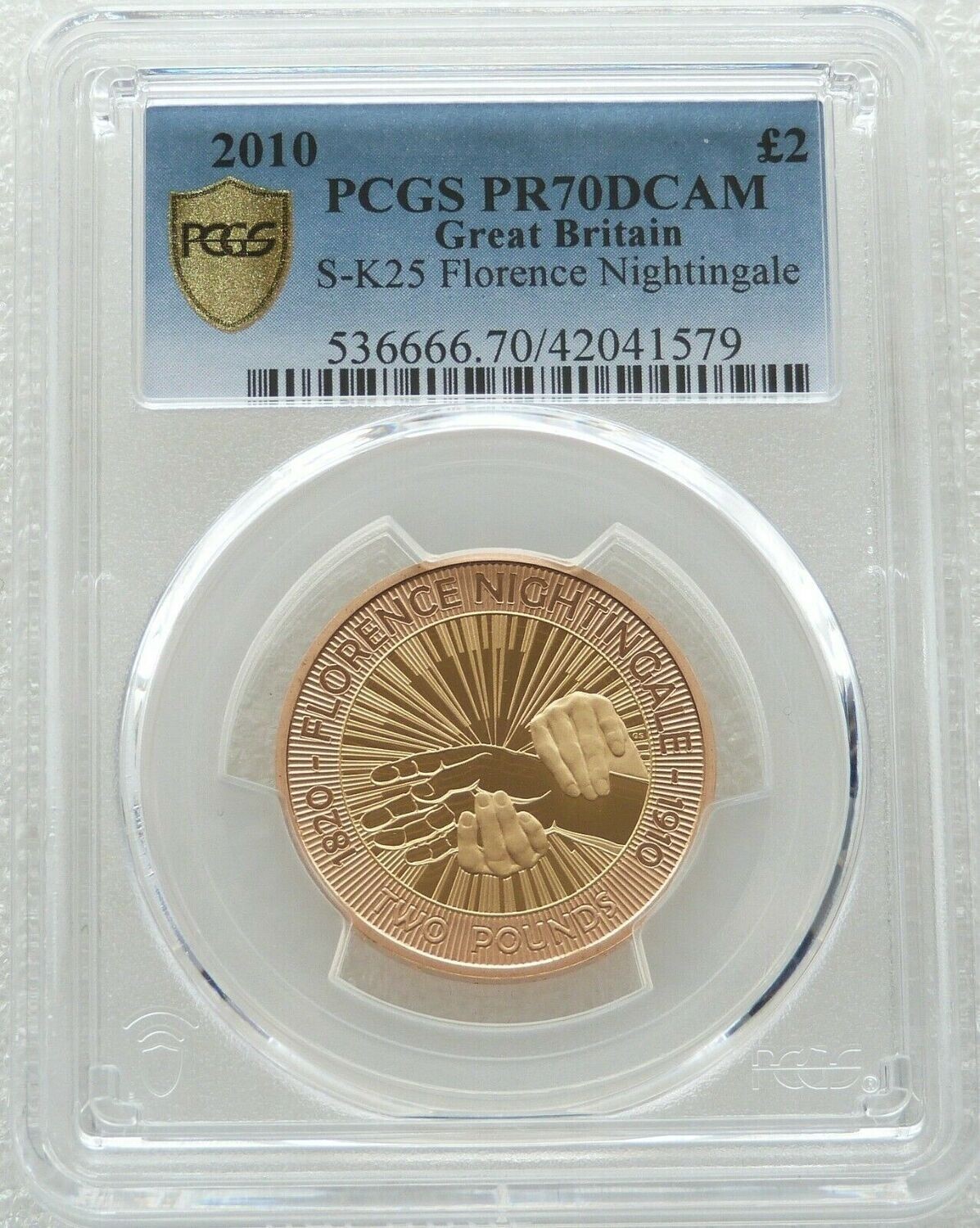 2010 Florence Nightingale £2 Gold Proof Coin PCGS PR70 DCAM