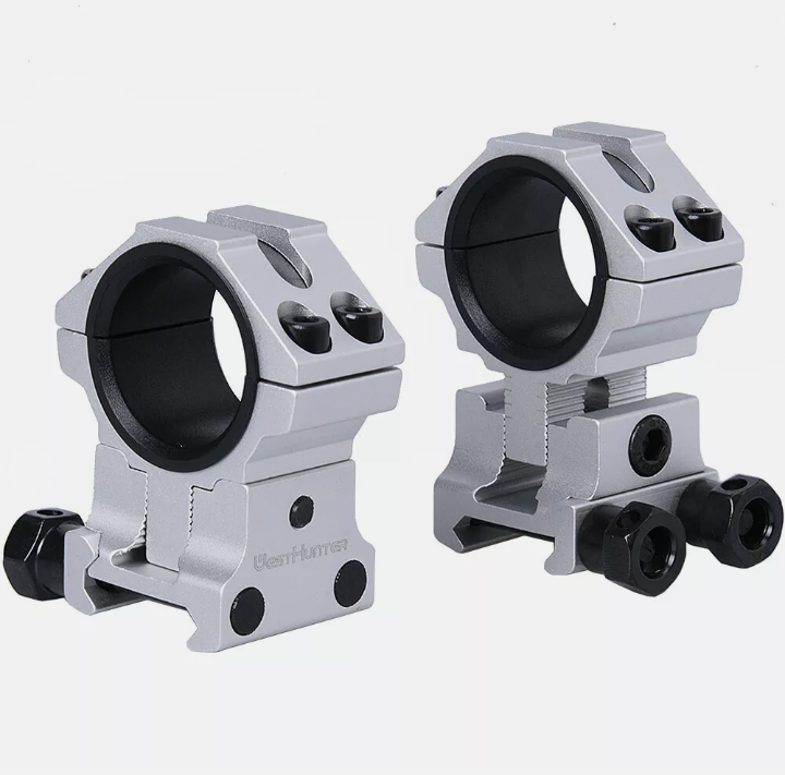 WestHunter Infinity Adjustable Profile Weaver Mounts (Silver) 30mm & 1 ...