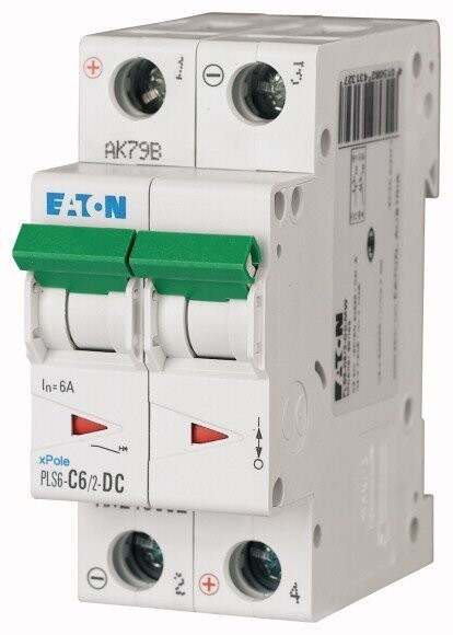 243132 EATON MOELLER INTERRUPTOR TERMOMAGNETICO EN RIEL DIN 2 POLOS 6 AMP VOTAJE DC CURVA C PLS6 ...