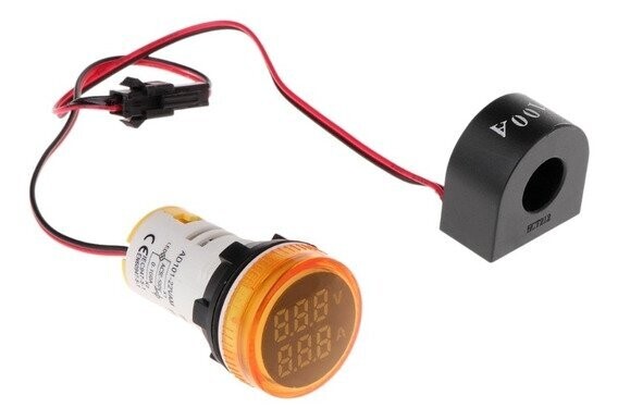 AD2222VAMA ANDELI VOLMETRO Y AMPERIMETRO 22 MM AMBAR