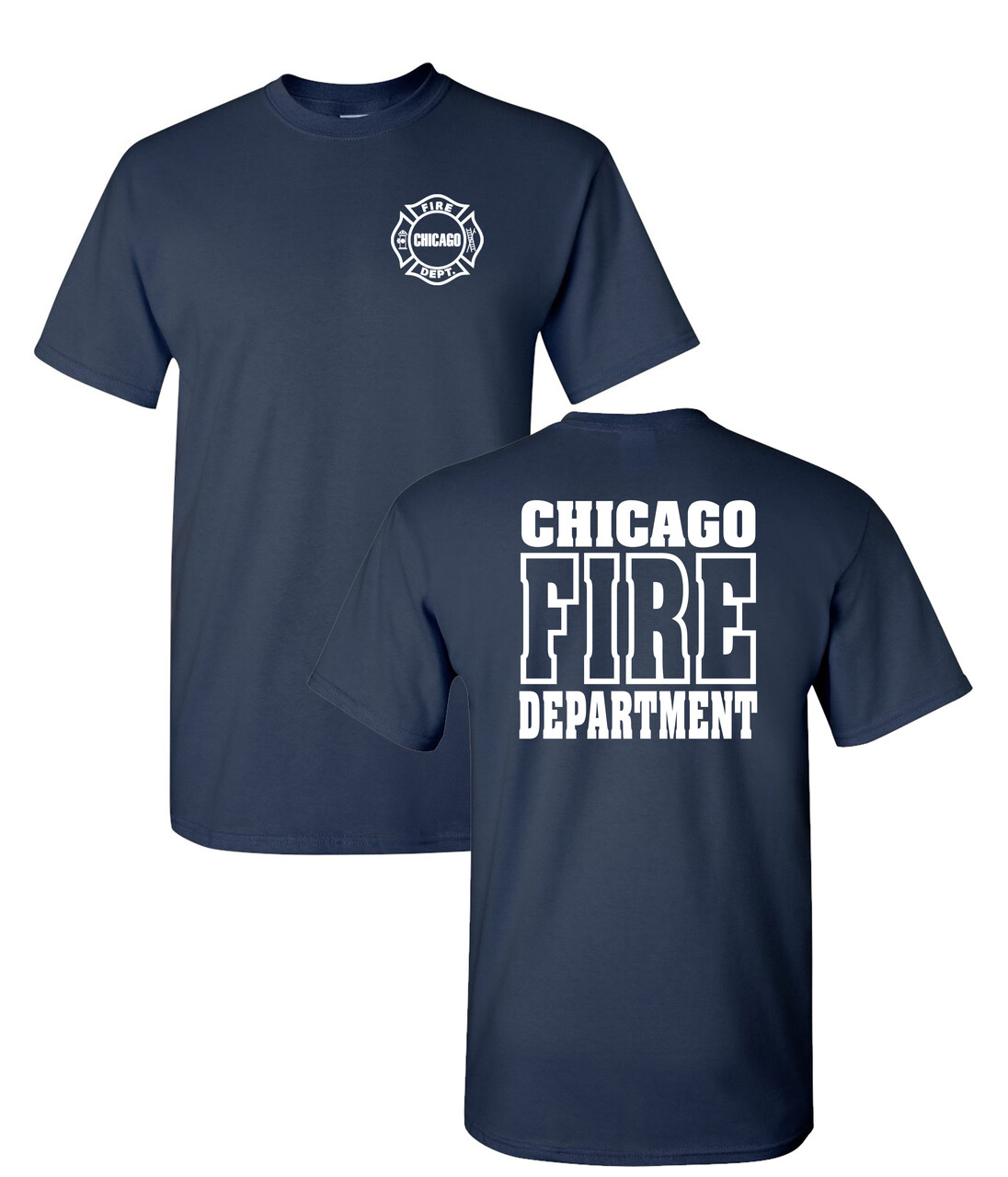 Chicago Fire Department 2-Sided Spec Big Logo Navy Shirt As Seen On TV