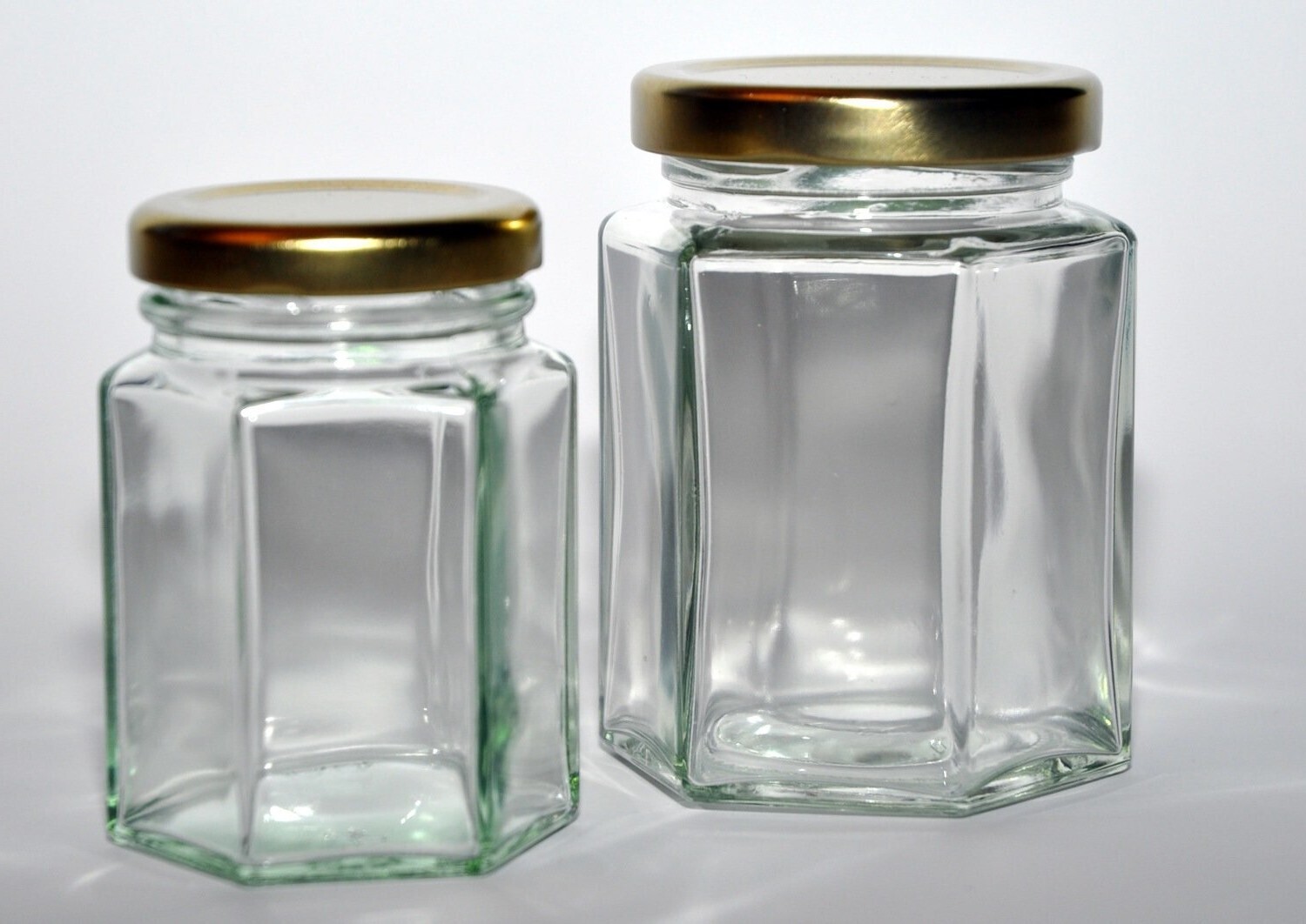 Glass Jars Mixed Pack - 24 x 4oz/110ml & 36 x 8oz/190ml Hexagonal jars ...