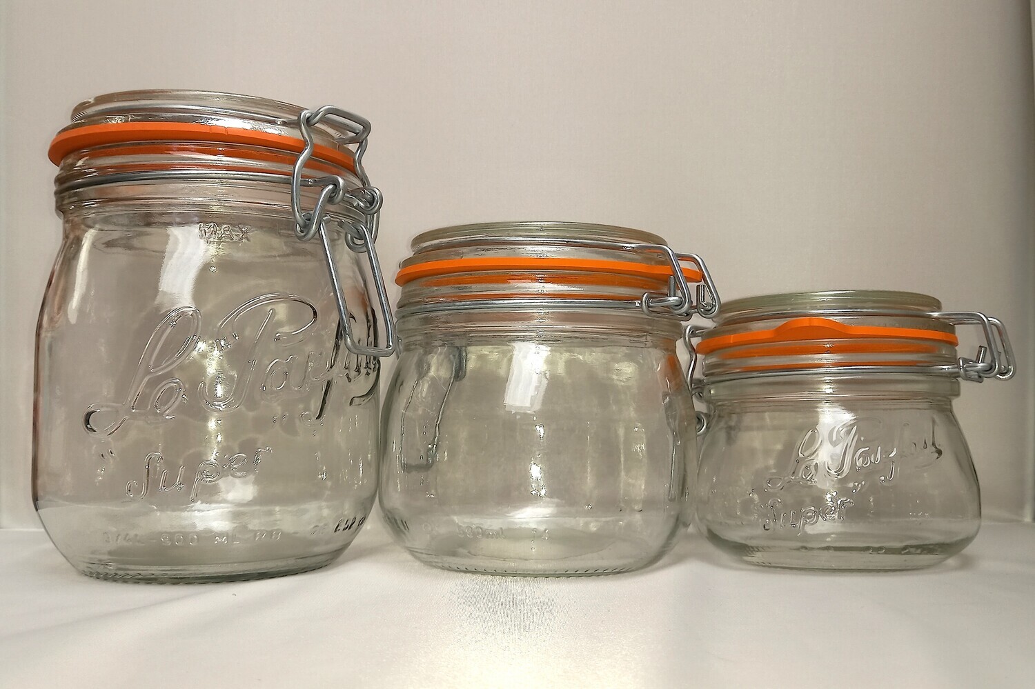 Glass Jars Mixed Pack - Le Parfait Clip Top Jars 250ml, 500ml & 750ml ...
