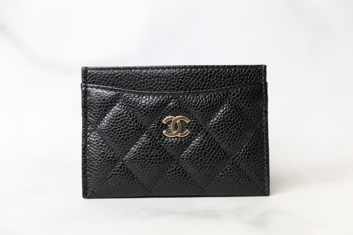 Chanel SLG Flat Cardholder, Black Caviar with Gold Hardware, New in Box ...