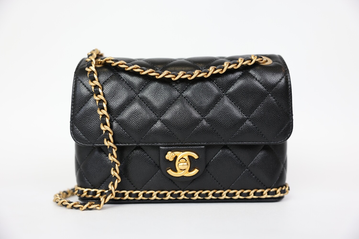 Chanel 23K Season Flap Small, Black Caviar Leather With Gold Hardware ...