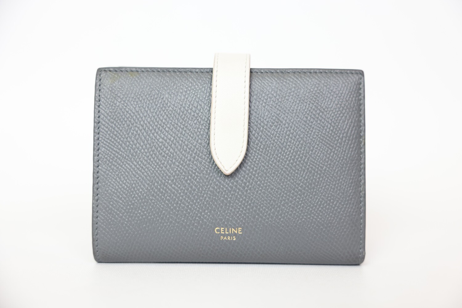 Celine Strap Wallet Medium, Gray Leather Preowned In Box WA001 - Julia ...