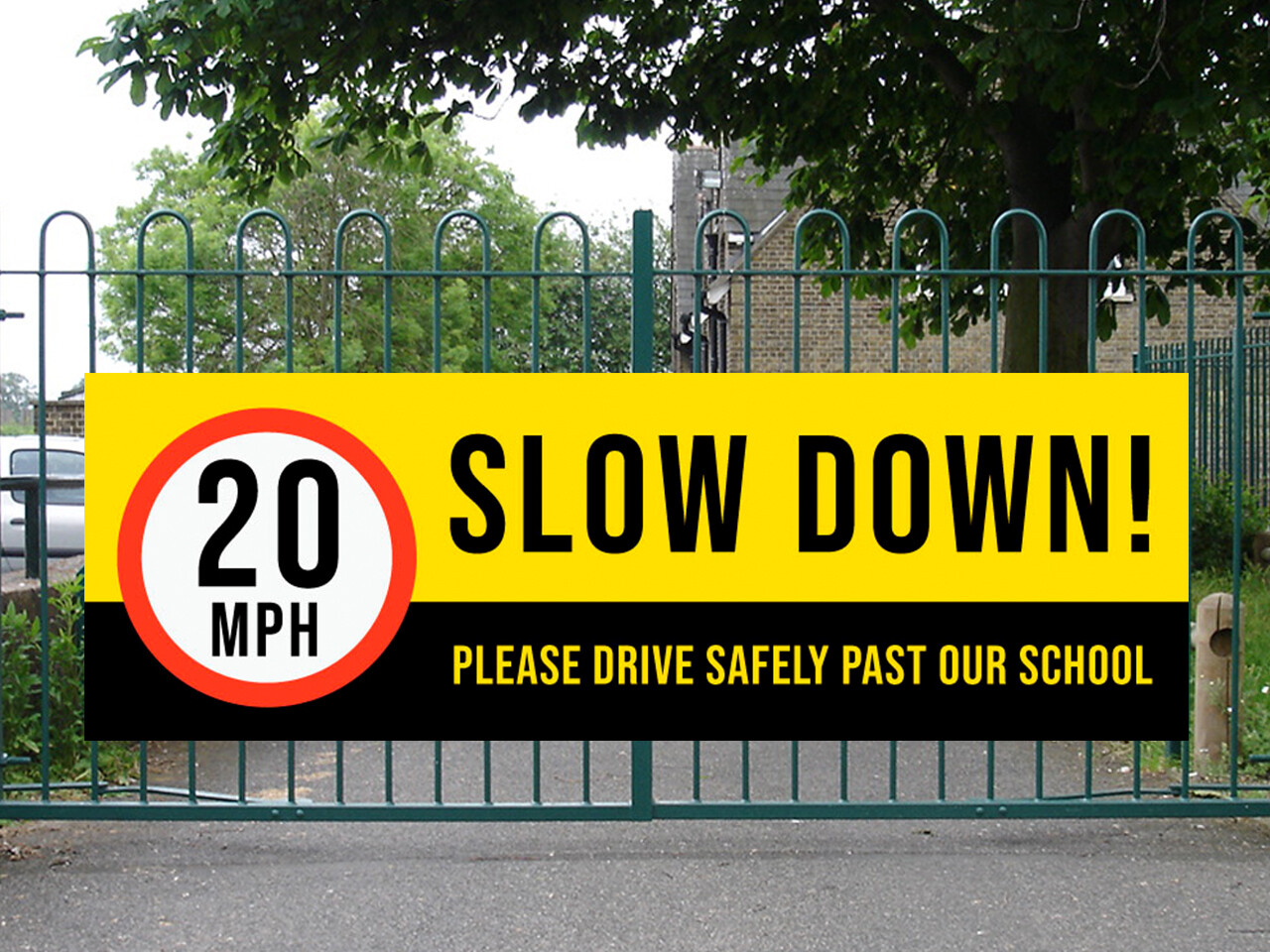 Slow Down 20mph – Great British Care Award – PVC Board – Peak Banners