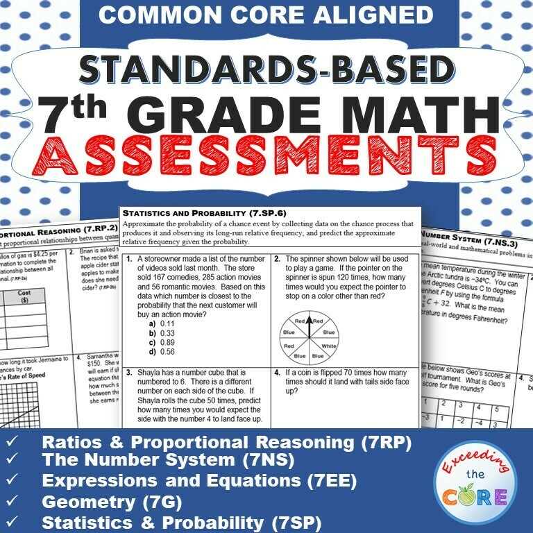 7th Grade Math Standards Based Assessments BUNDLE Common Core 7th Grade Math Standards Based Assessments BUNDLE Common Core