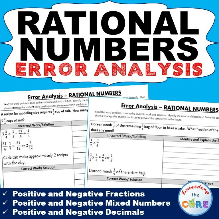 RATIONAL NUMBERS (Fractions and Decimals) Error Analysis (Find the Error)