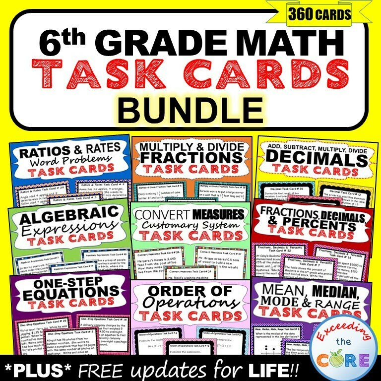 6th Grade Math Common Core WORD PROBLEM TASK CARDS { BUNDLE}