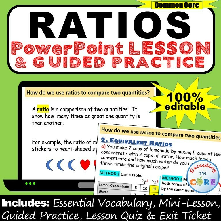 WRITING RATIOS & EQUIVALENT RATIOS PowerPoint Lesson & Guided Practice