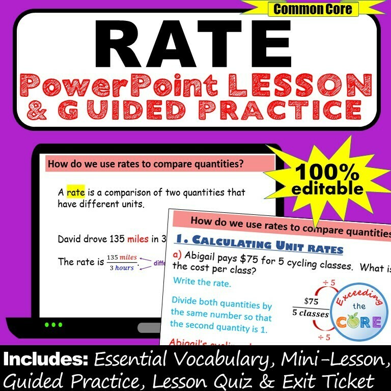 UNIT RATE, UNIT PRICE, EQUIVALENT RATE PowerPoint Lesson