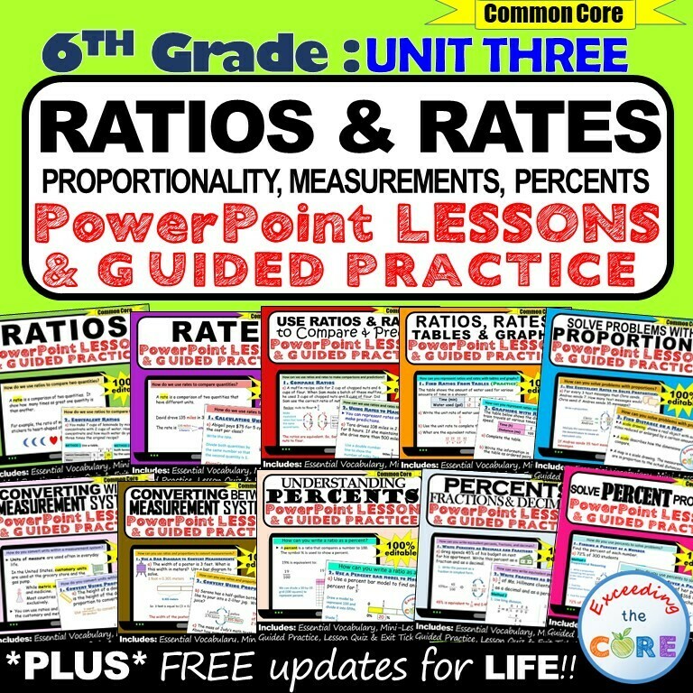RATIOS & RATE UNIT : 6th Grade PowerPoint Lessons & Guided Practice BUNDLE