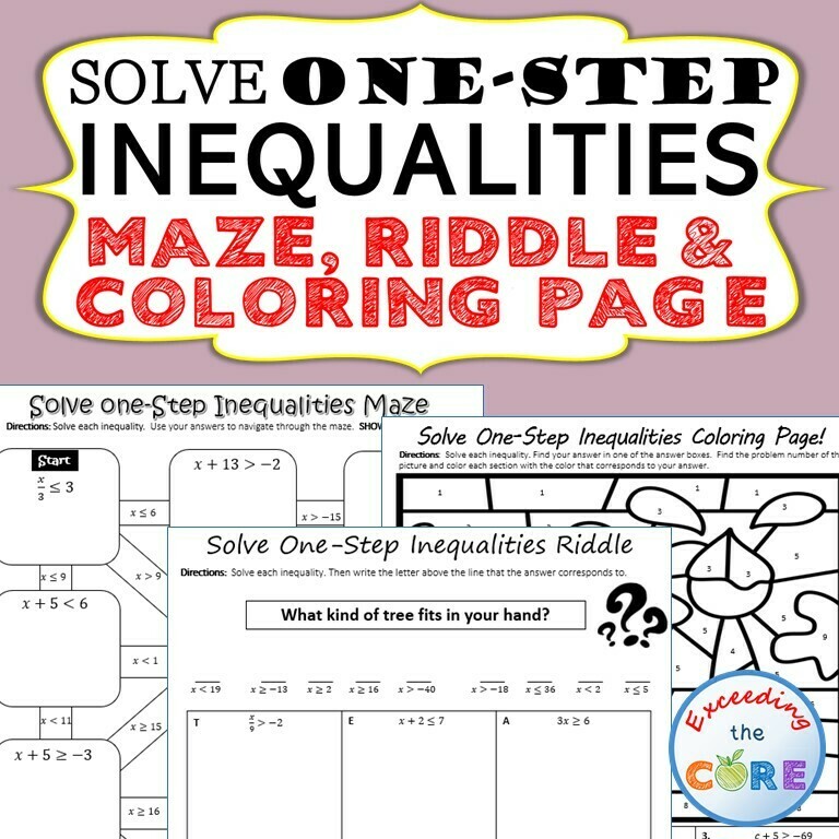 SOLVE ONE STEP INEQUALITIES Maze Riddle Coloring Page Math Activities SOLVE ONE STEP INEQUALITIES Maze Riddle Coloring Page Math Activities