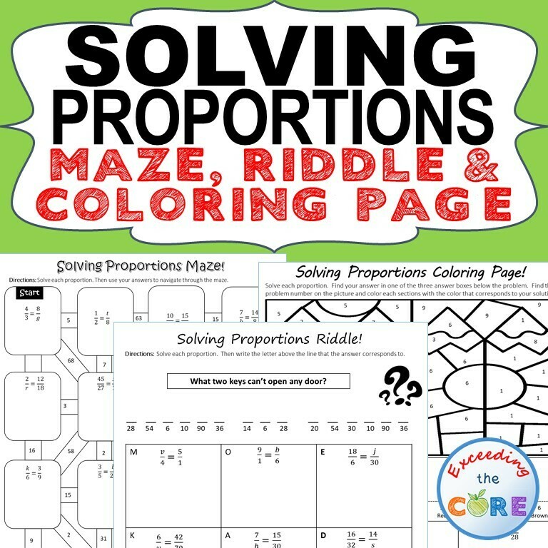 SOLVING PROPORTIONS Maze, Riddle, Color by Number Coloring Page Math ...