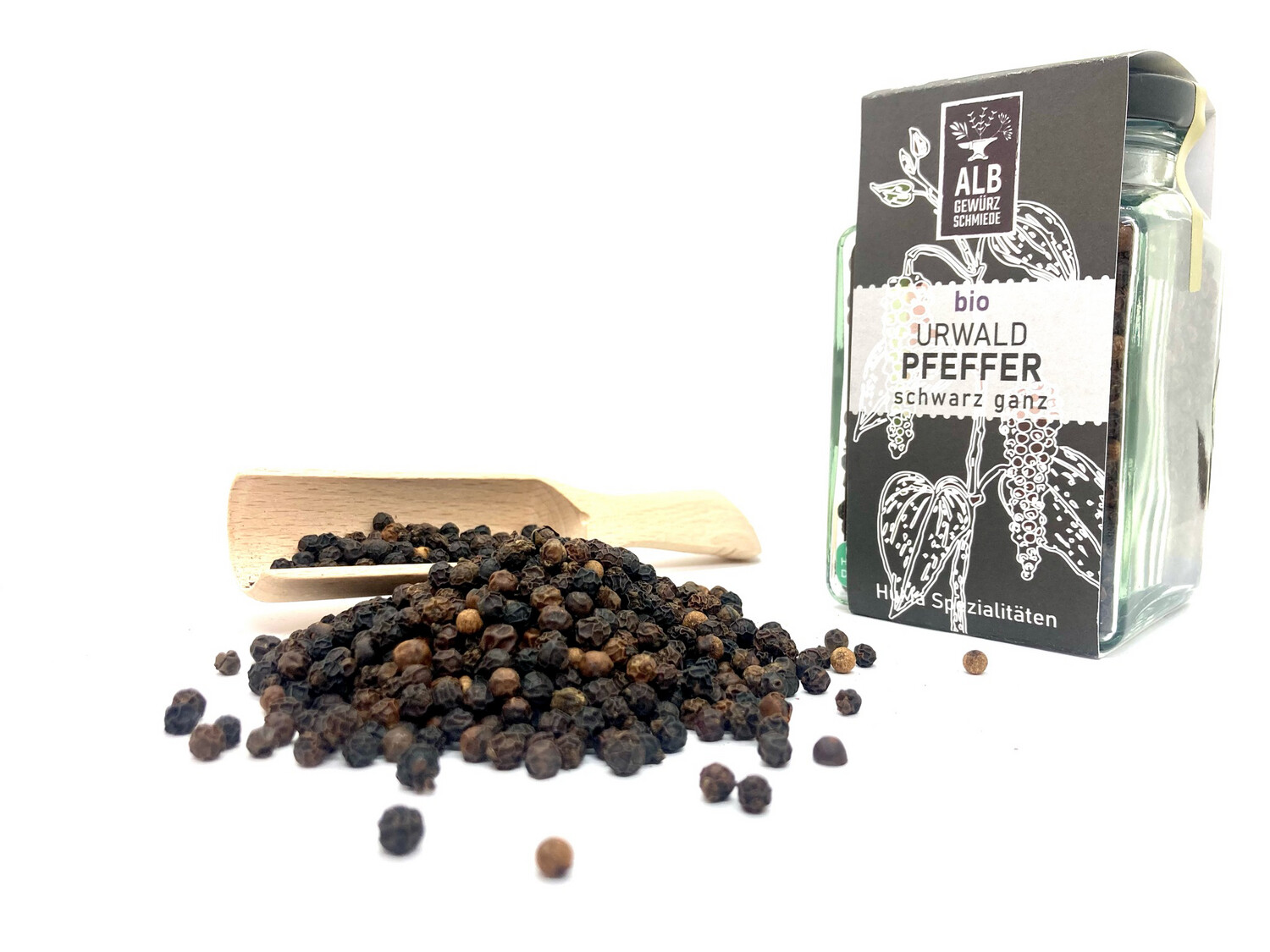 Bio-Urwaldpfeffer ganz, schwarz Glas 120g