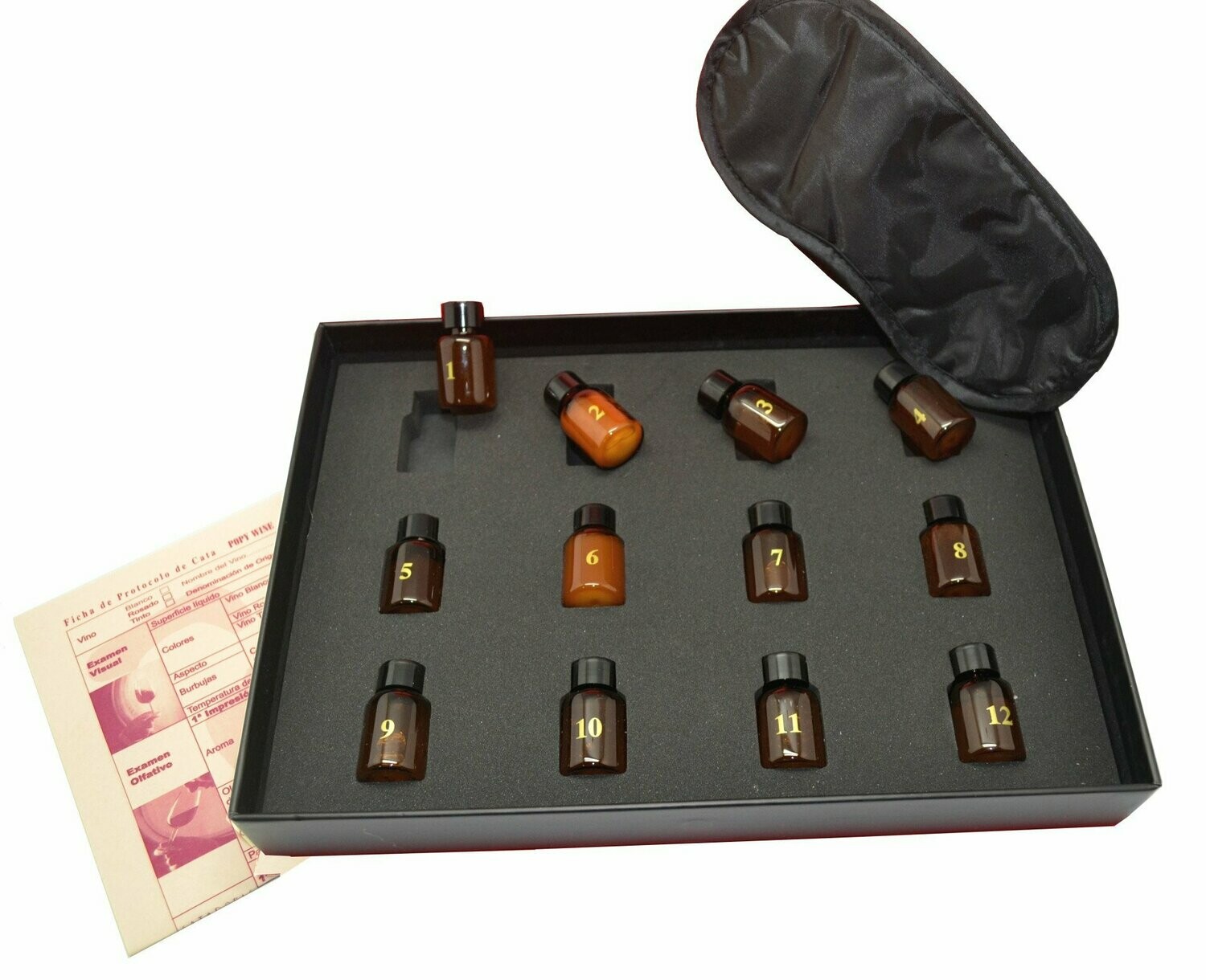 Juego 12 aromas defectos del vino + 2 fichas cata