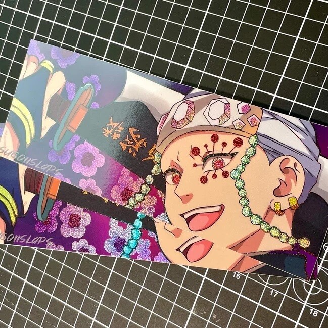 Demon Slayer - Tengen Eyes 8x3" Partial Holographic Sticker