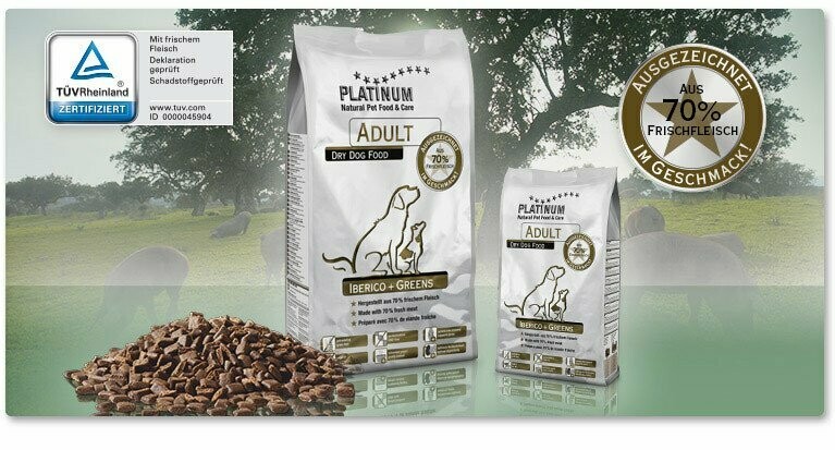 Platinum Hundefutter Adult Iberico+Greens 30 kg (4,33 EUR/kg)
