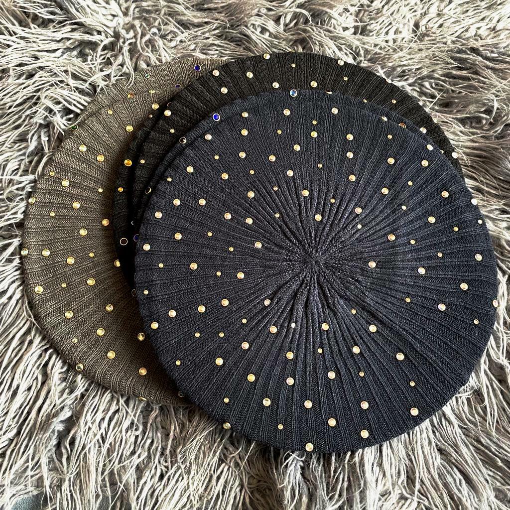 Knit ribbed studded snood/berets