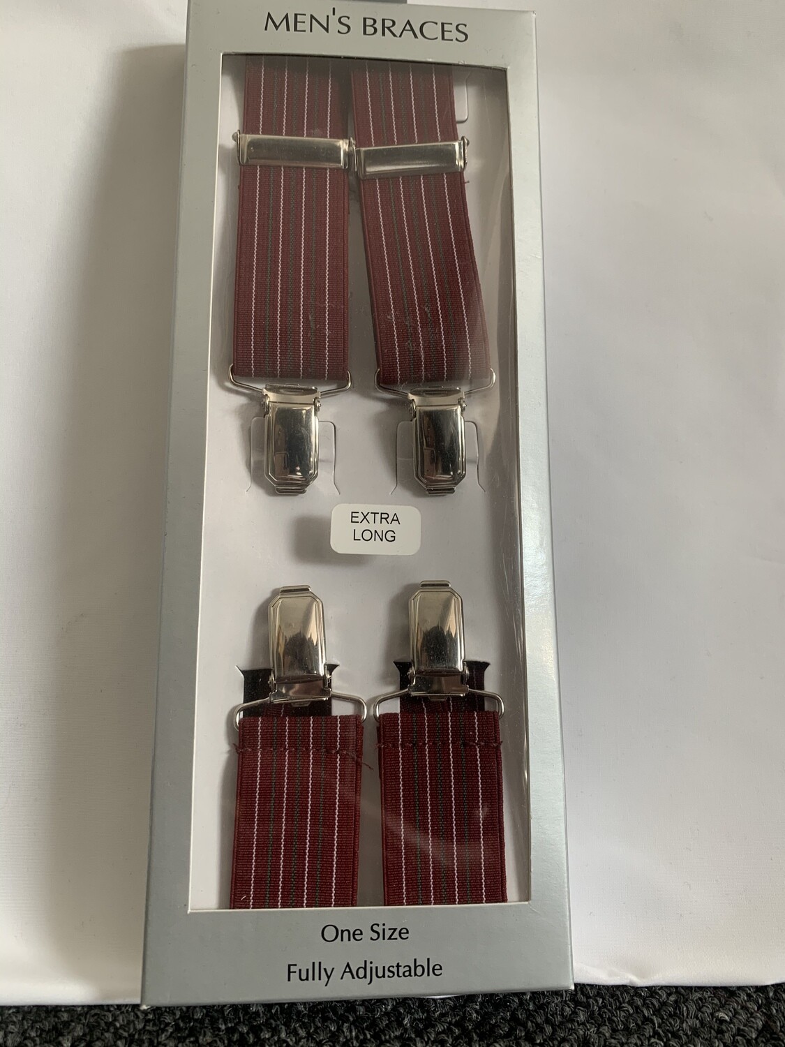Burgundy stripe XL braces