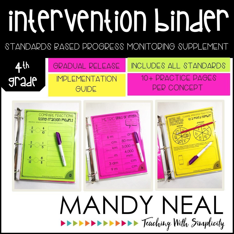 4th Grade Math Intervention Binder