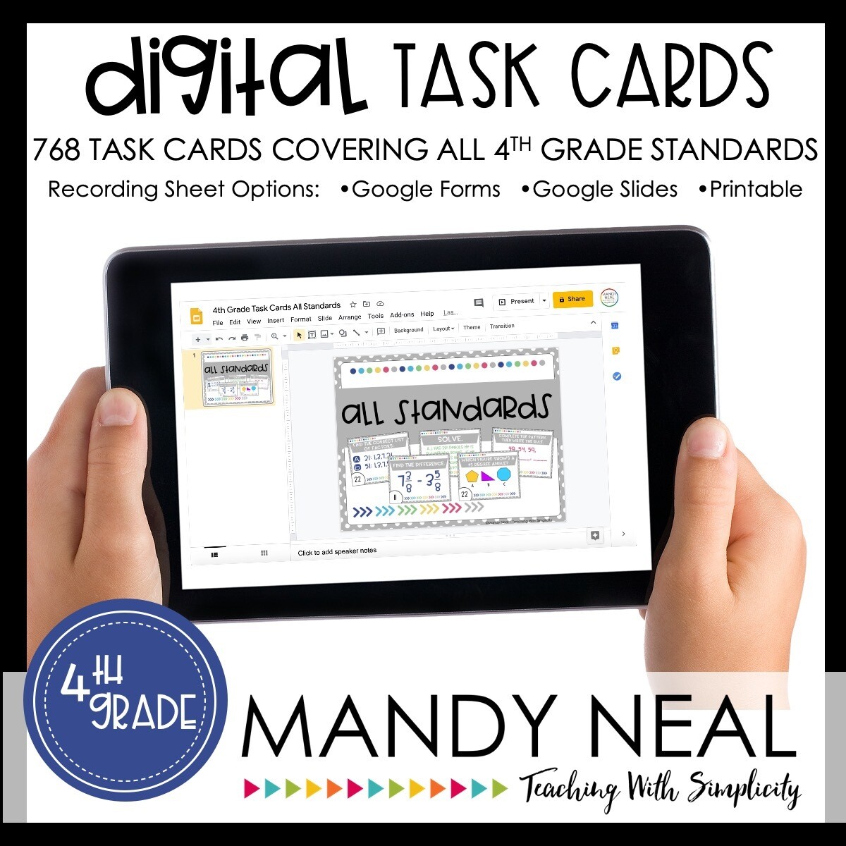 Fourth Grade Digital Math Task Cards ~ Bundle