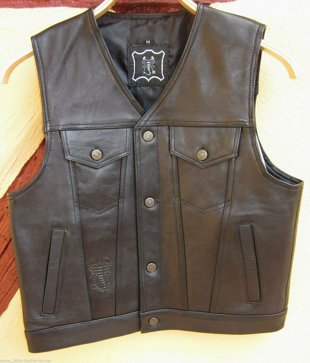 Jeansjacken Stil Rocker Kutte Biker Weste 6-Poket Anarchy Rocker Lederweste