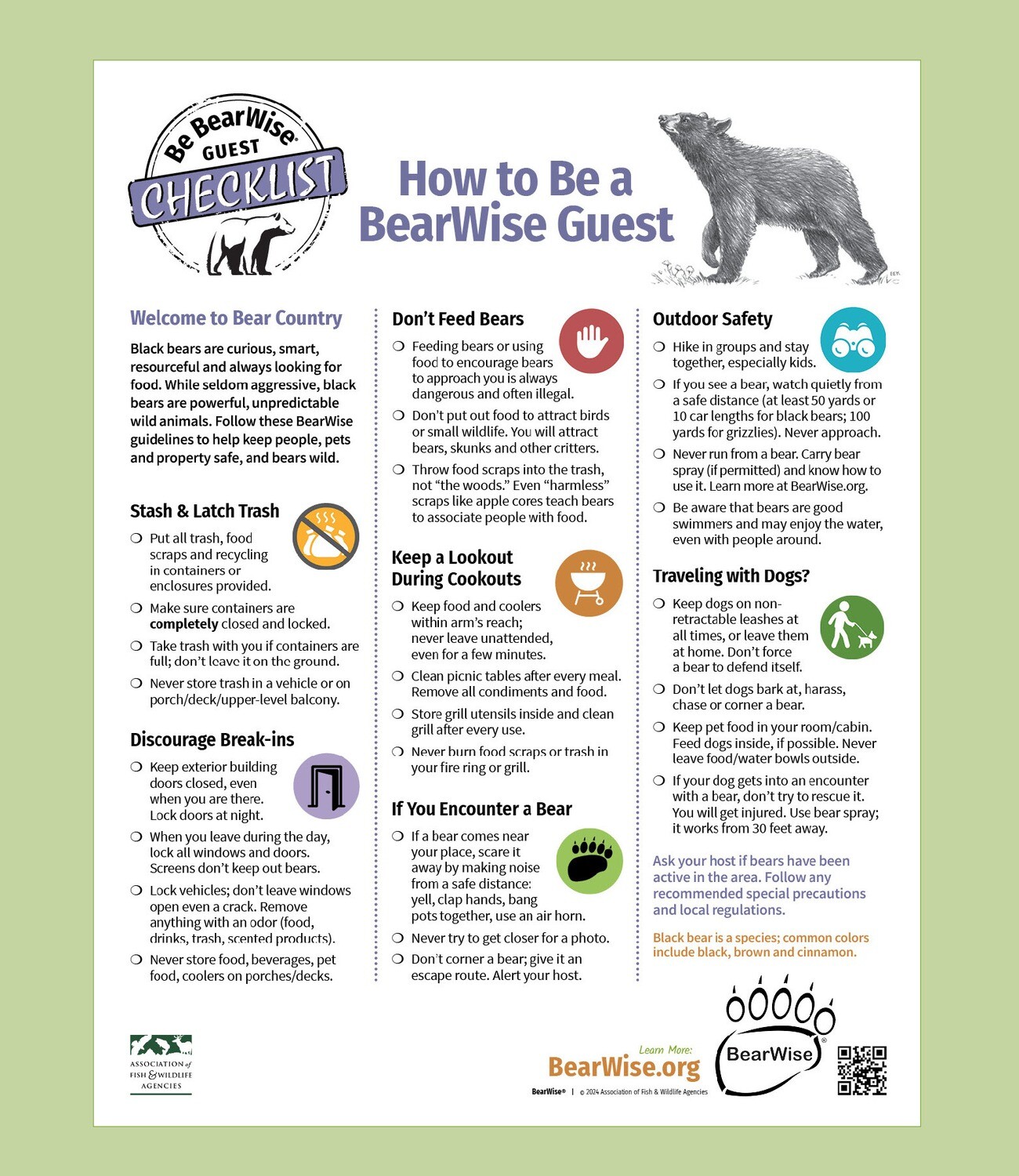 Checklist: How to Be a BearWise Guest - BearWise Educational Materials ...