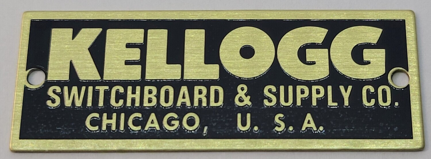 Kellogg Switchboard & Supply Co. Chicago USA NAME PLATE western ...