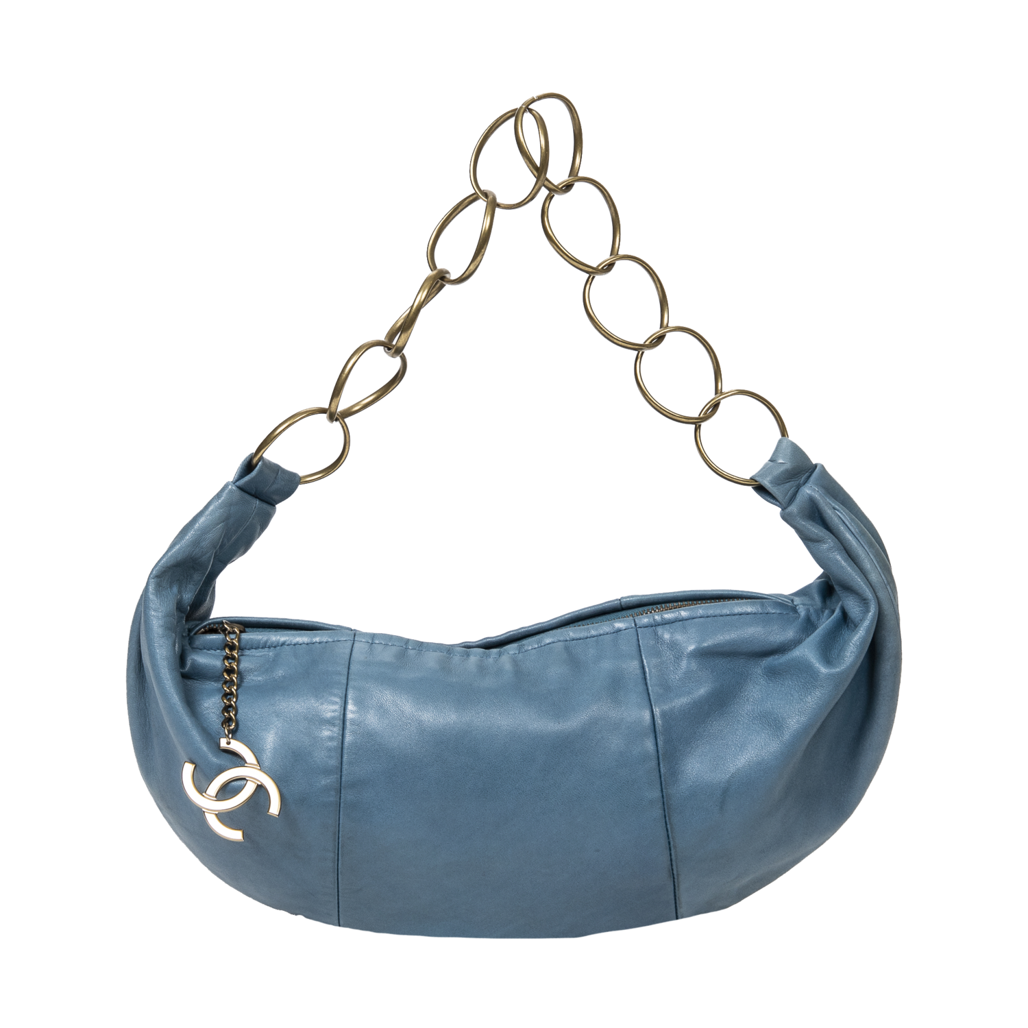 Chanel Powder Blue Crescent Chain Shoulder Bag - shop