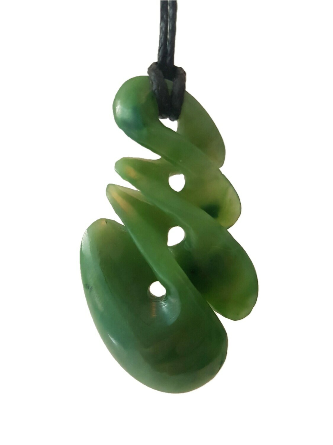 Moko Pounamu Triple Twist NZ Genuine Inanga Greenstone - Whangamatā