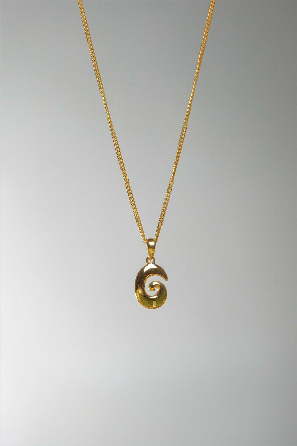 Greenstone and 9 Y Gold Open Koru Pendant