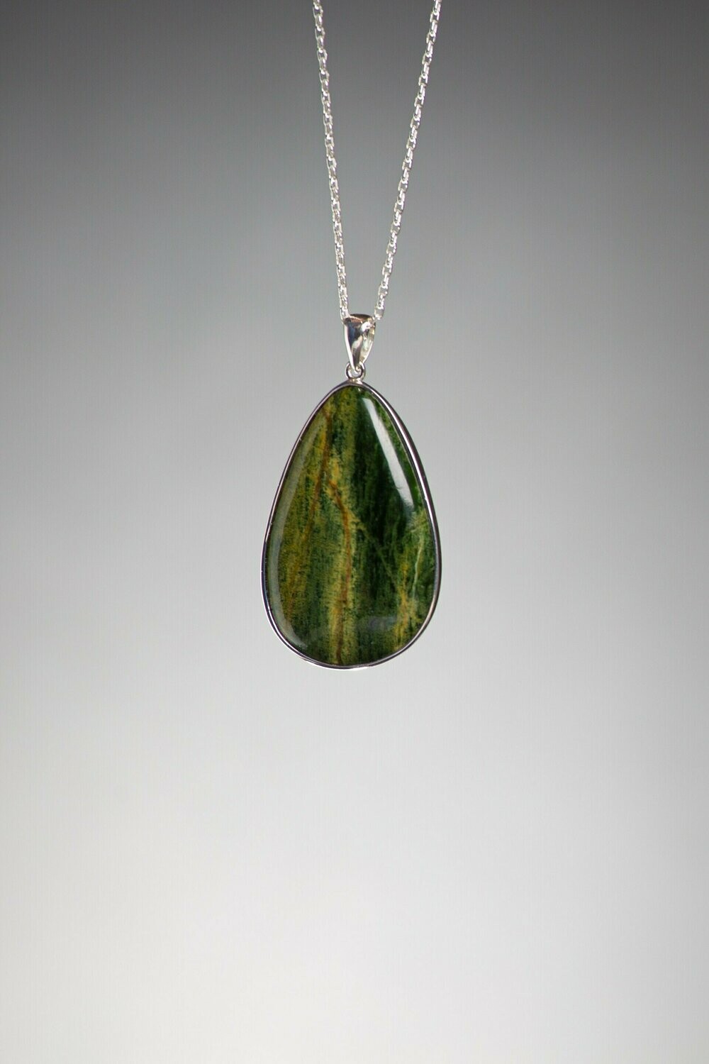 Moko Pounamu Flower Greenstone and Sterling Silver Pendant