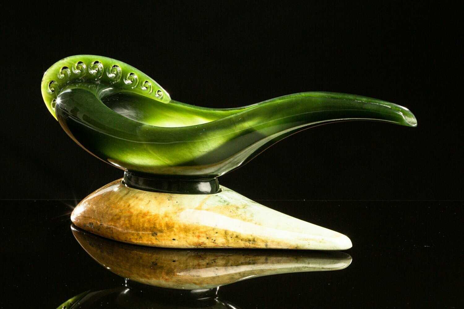 Greenstone Contemporary Korere (feeding funnel) Sculpture NZ Genuine ...