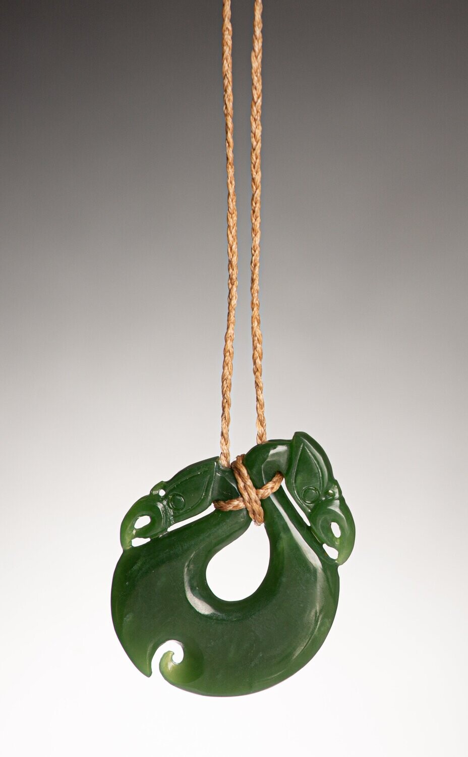 Greenstone Double Manaia NZ Genuine Inanga stone - Pikihatiti