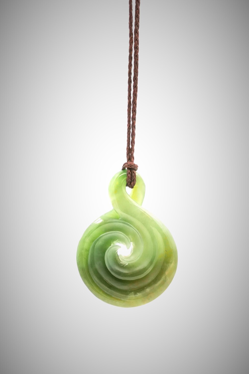 Moko Pounamu Koru NZ Genuine Inanga Greenstone - Mokai