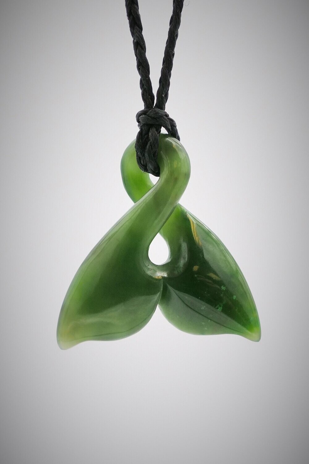 Moko Pounamu Whales Tail NZ Kawakawa Greenstone - Korokoro