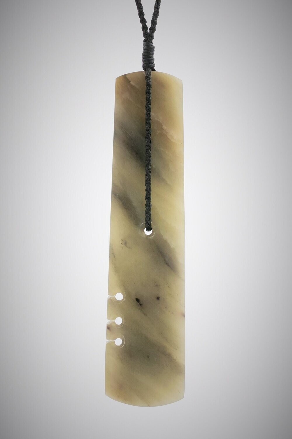 Moko Pounamu Notched Toki NZ Genuine Inanga Greenstone - Murupara