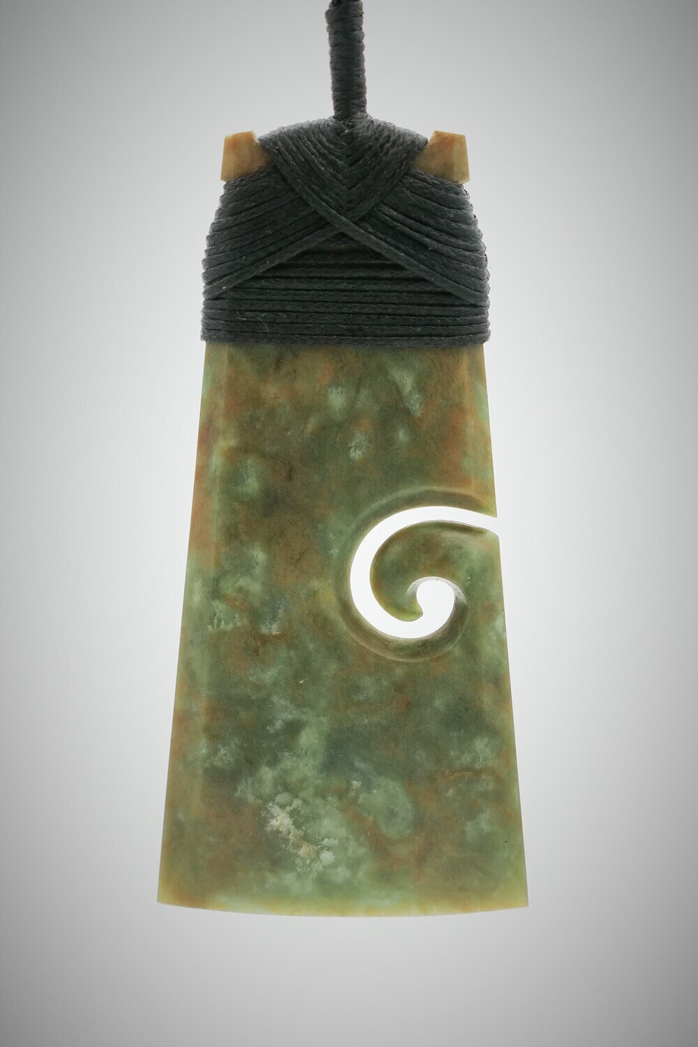 Moko Pounamu Toki with Koru NZ Genuine Raukaraka Greenstone - Hahei